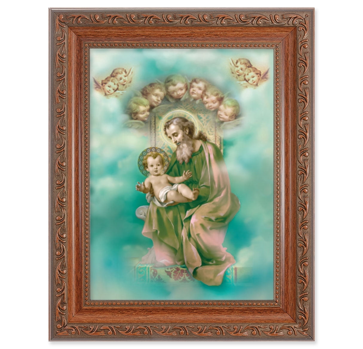 St. Joseph Picture Framed Wall Art Decor Medium, Antiqued Dark Mahogany ...