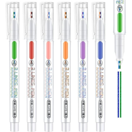 12 Pieces Double Markers Pens Dual Double Line Marker Double Line ...