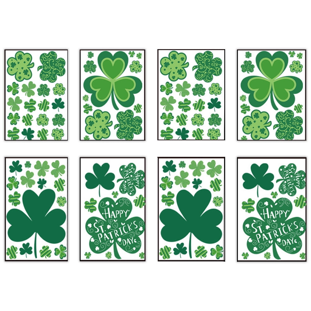 St Patricks Day Window Clings Decorations Shamrock Stickers for Glass ...