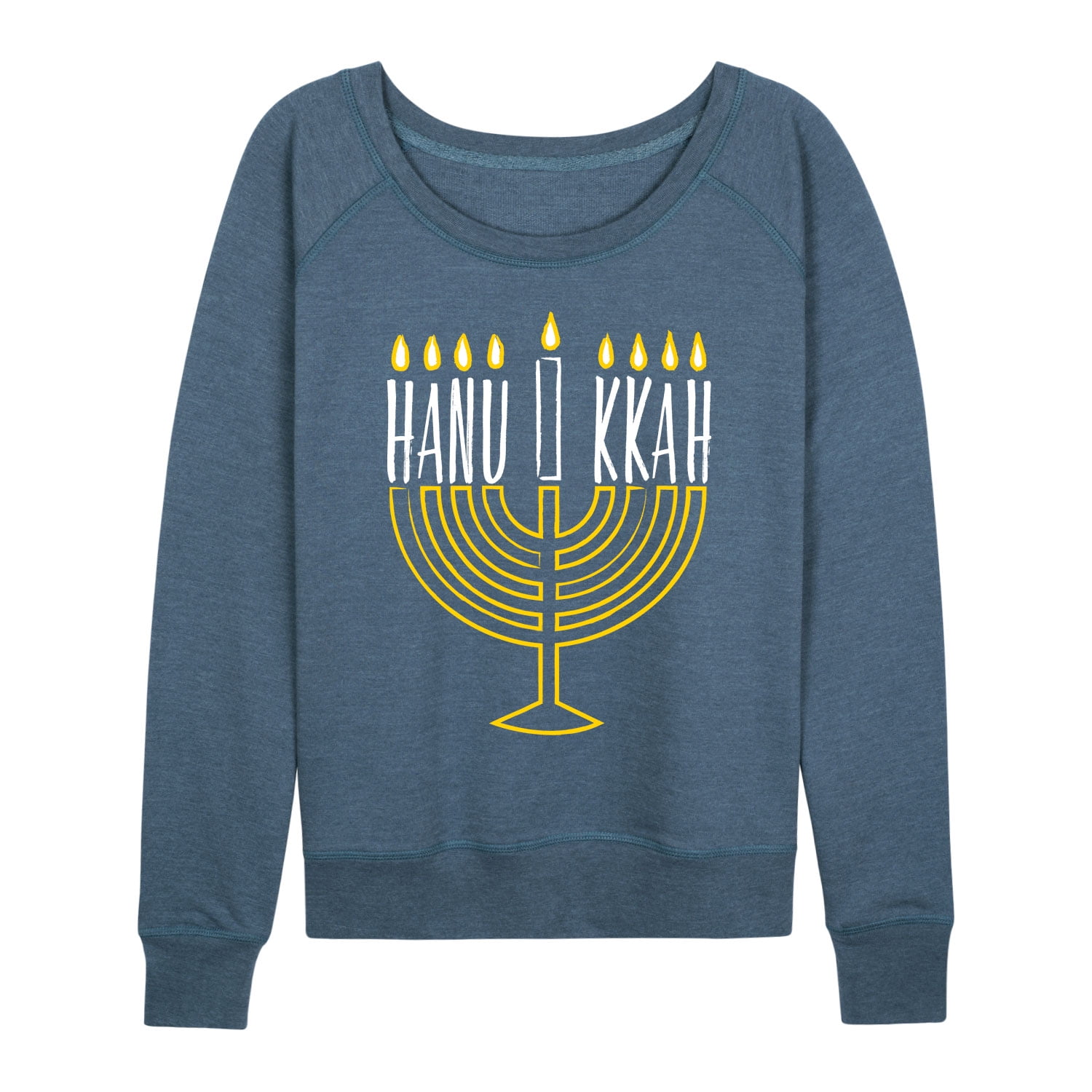 Instant Message - Hanukkah Menorah - Ladies French Terry Pullover ...
