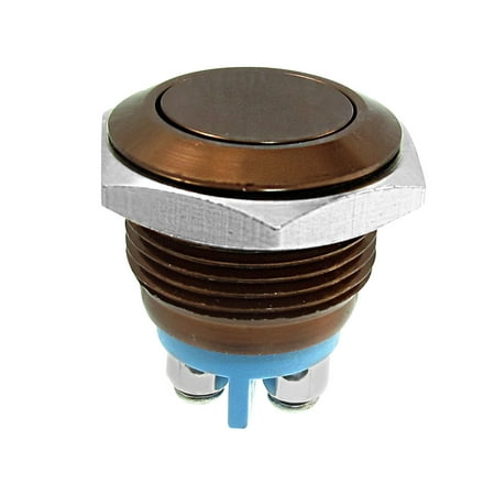 16mm Panel Mounted Momentary SPST Brown Metal Round Push Button Switch ...