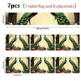 7 Piece Linen Table Runner and Placemats Set, Peacock Flower Art Round ...