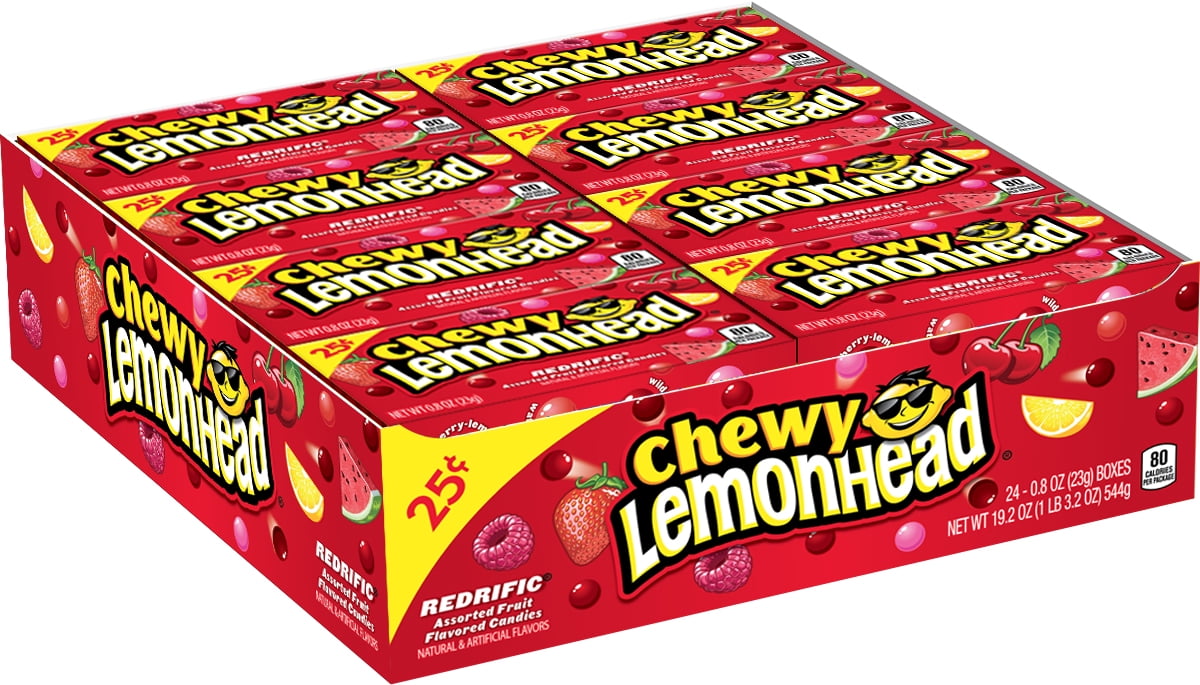Lemonhead, Chewy Redrific Candy, 0.8oz (Box of 24) - Walmart.com