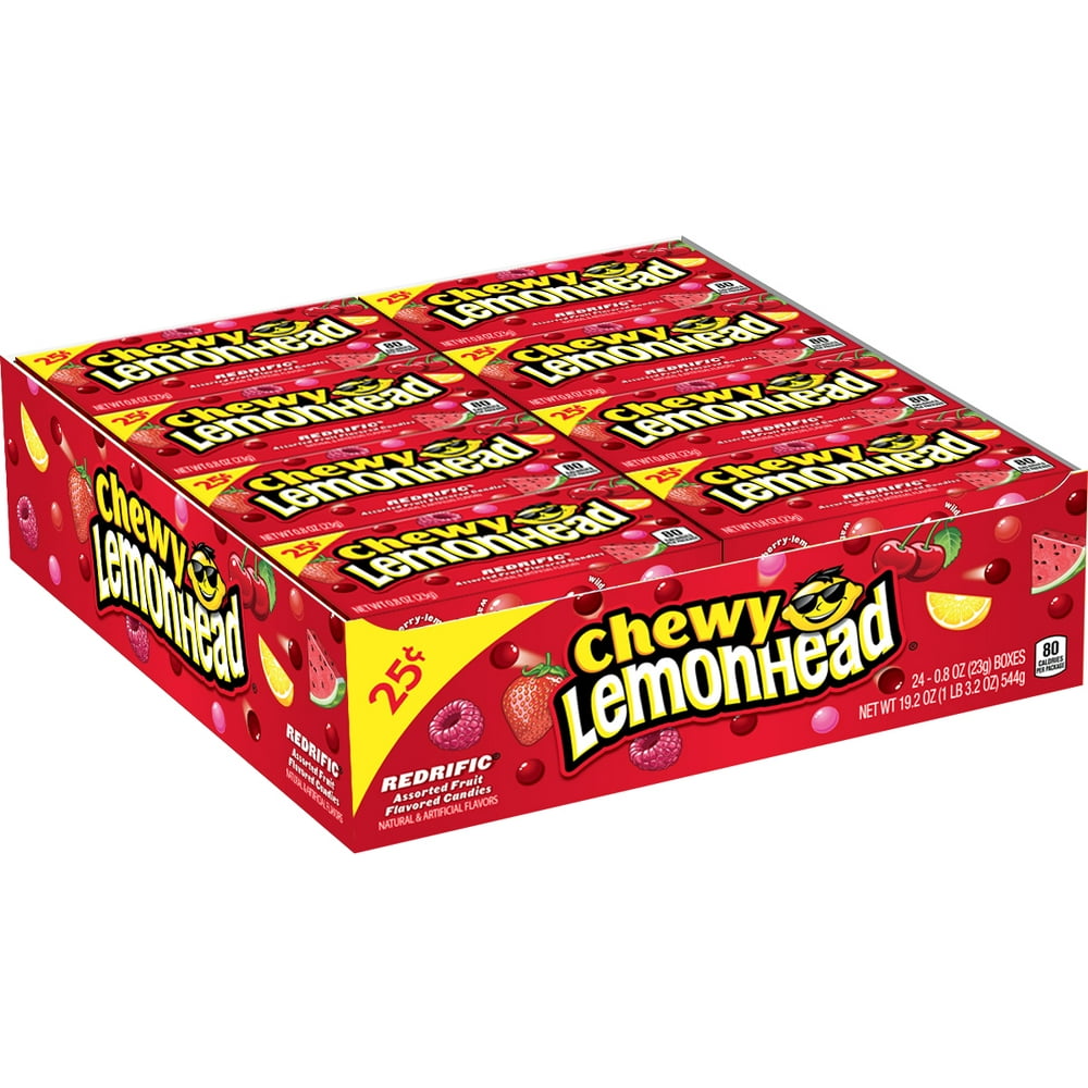 Lemonhead, Chewy Redrific Candy, 0.8oz (Box of 24) - Walmart.com ...