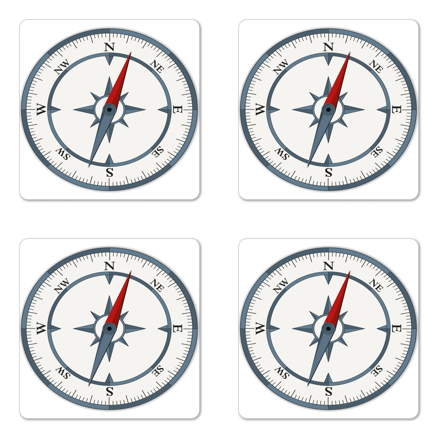 Compass Coaster Set of 4, Minimalist Design Compass with Windrose ...