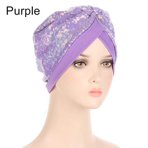 Glitter Headwear Hair Loss Bonnet Hat Islamic Headscarf Hijabs Caps ...
