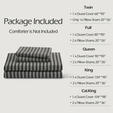 PURE ERA Jersey Knit 100% Cotton Striped Duvet Cover Set King Size ...