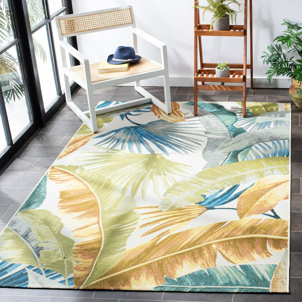 Safavieh Barbados Banana Leaves Gold/Green 6'6"X9'4" Outdoor Area Rug ...