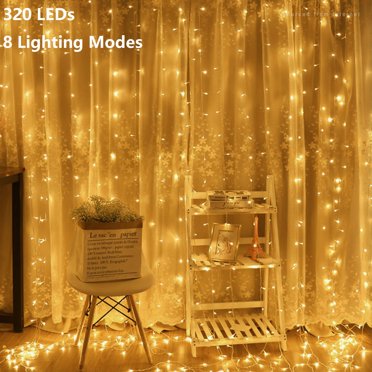 Perfect Holiday 300 LED Curtain String Lights Plug In With 8 Light ...