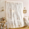 1 Panel No Drill Lace Sheer Curtain, Jacquard Flower Tulle Curtain with ...
