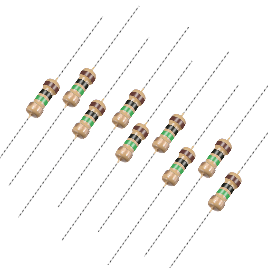 100pcs Axial Carbon Film Resistors 1M Ohm 0.25W 5%Tolerances 4 Color ...