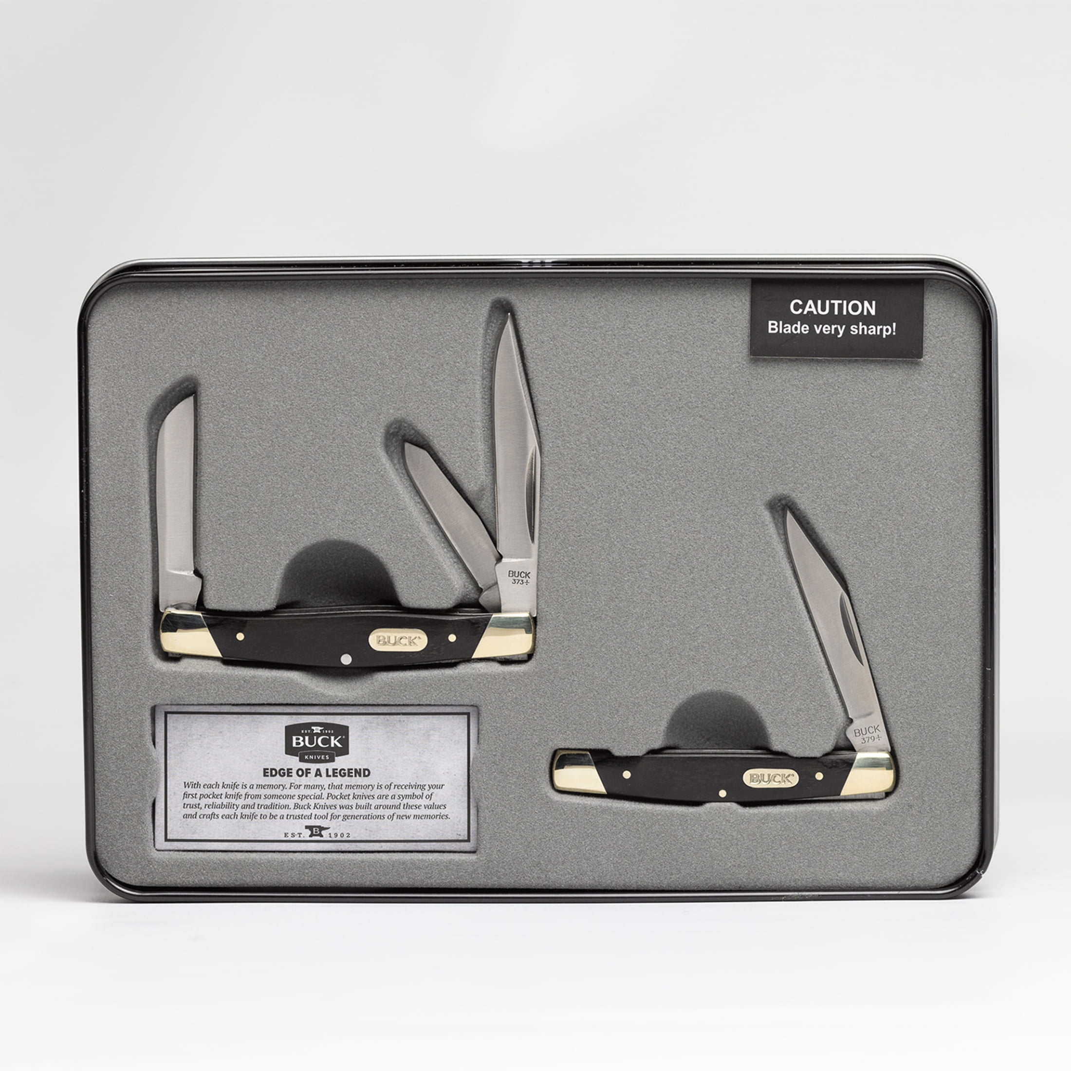 Buck Knives 373 Trio and 379 Solo 2-Knife Combo Tin, Multiple Blades ...