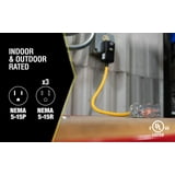 Yellow Jacket 2814 12/3 SJTW GFCI with 3-Outlet LED Power Block, 2-Feet ...