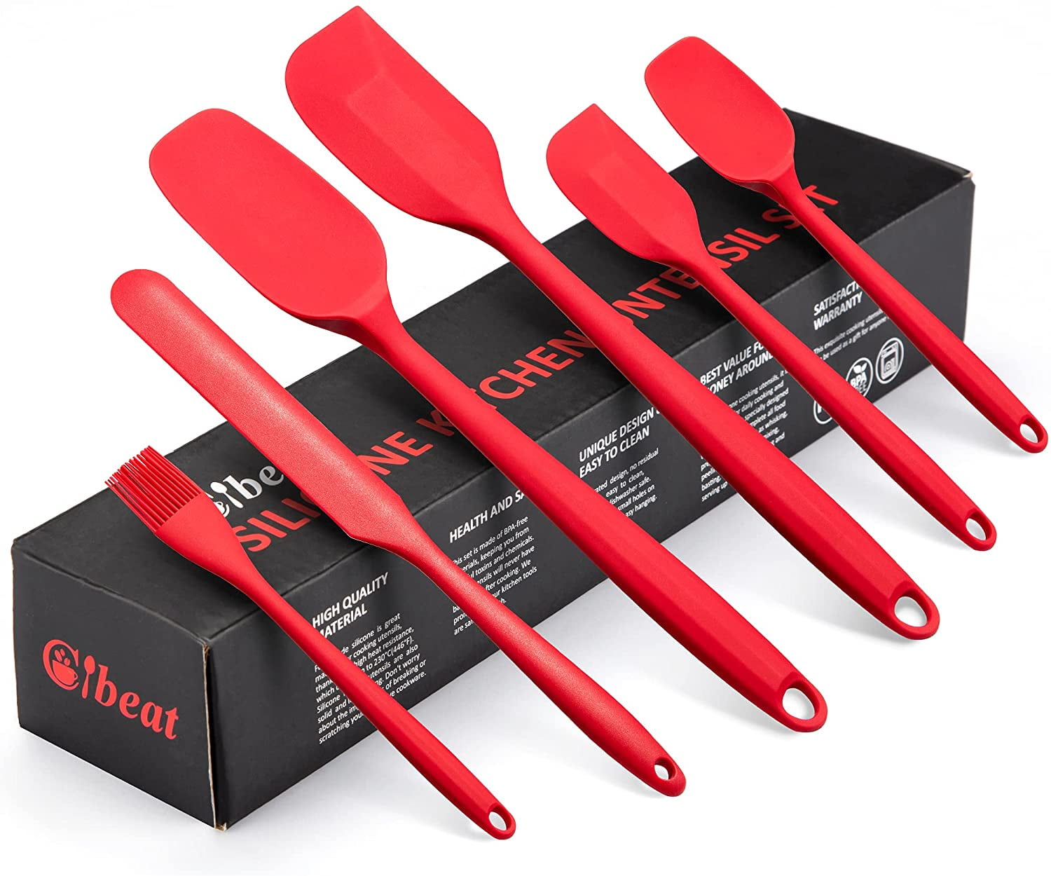 Cibeat Kitchen Silicone Utensil Set, 6 Pcs Full Silicone Handle Heat ...