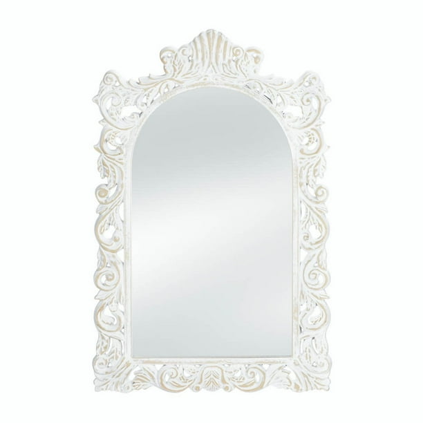 GRAND DISTRESSED WHITE WALL MIRROR - Walmart.com