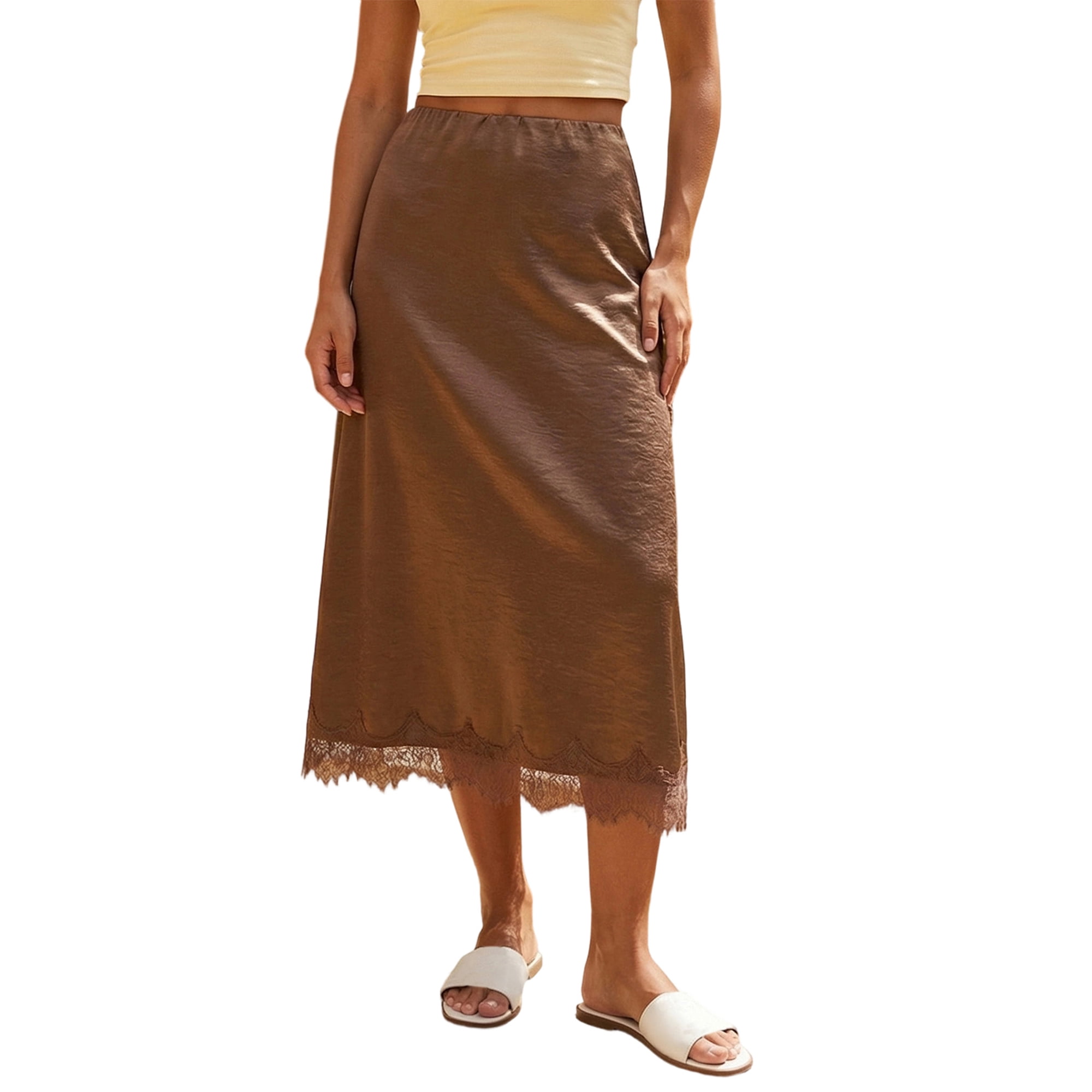 Click here for Gupgi Women Satin Midi Skirts Casual Elegant Lace... prices