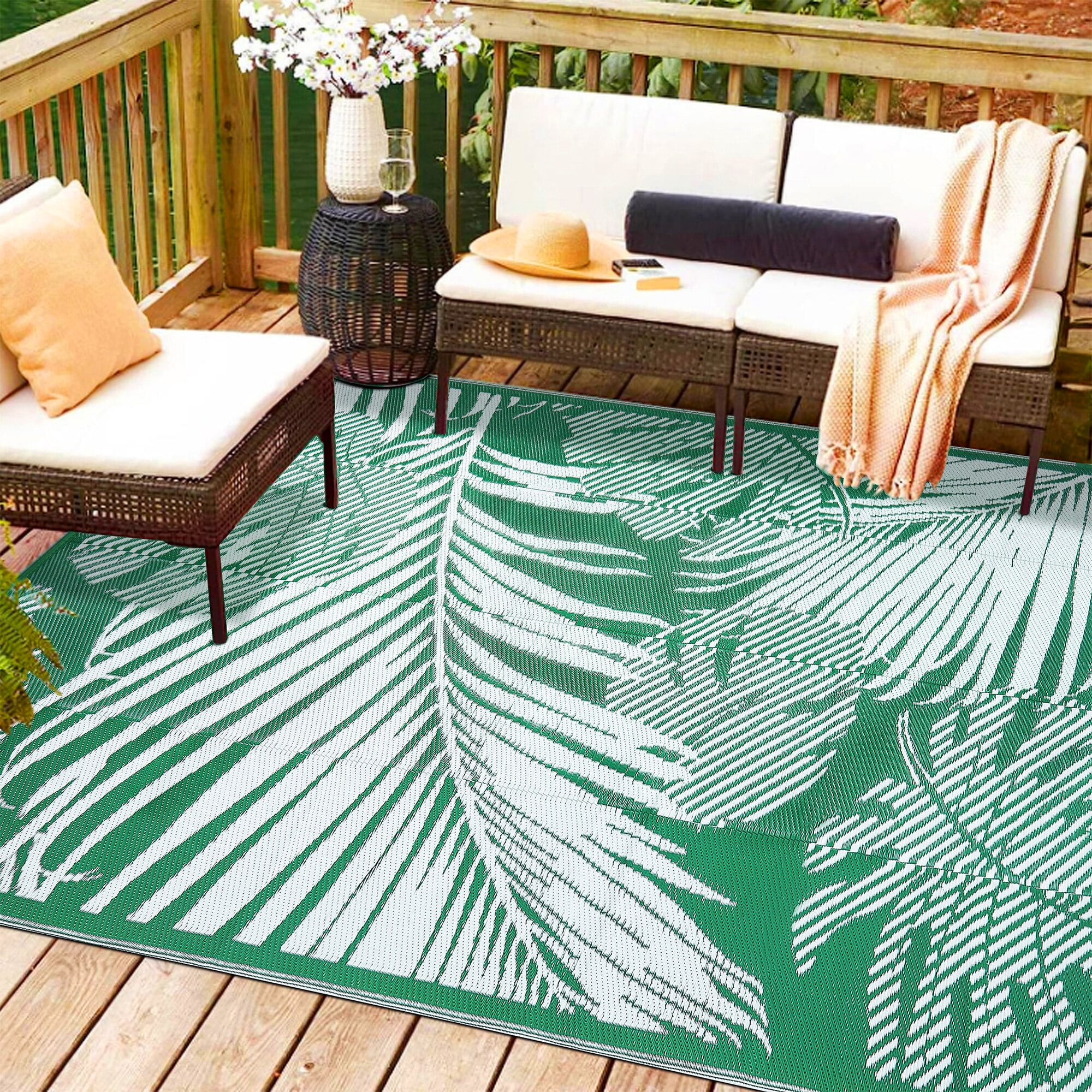 WondRg Outdoor Plastic Rugs on Sale Clearance 5'x8' Area Rugs Green ...
