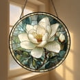 Botanical Magnolia Flower Stained Glass Suncatcher, Nature Window Decor ...