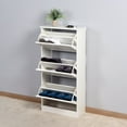 Topcobe Freestanding Shoe Rack with Shutter Doors & 3 Flip Drawers, 3 ...