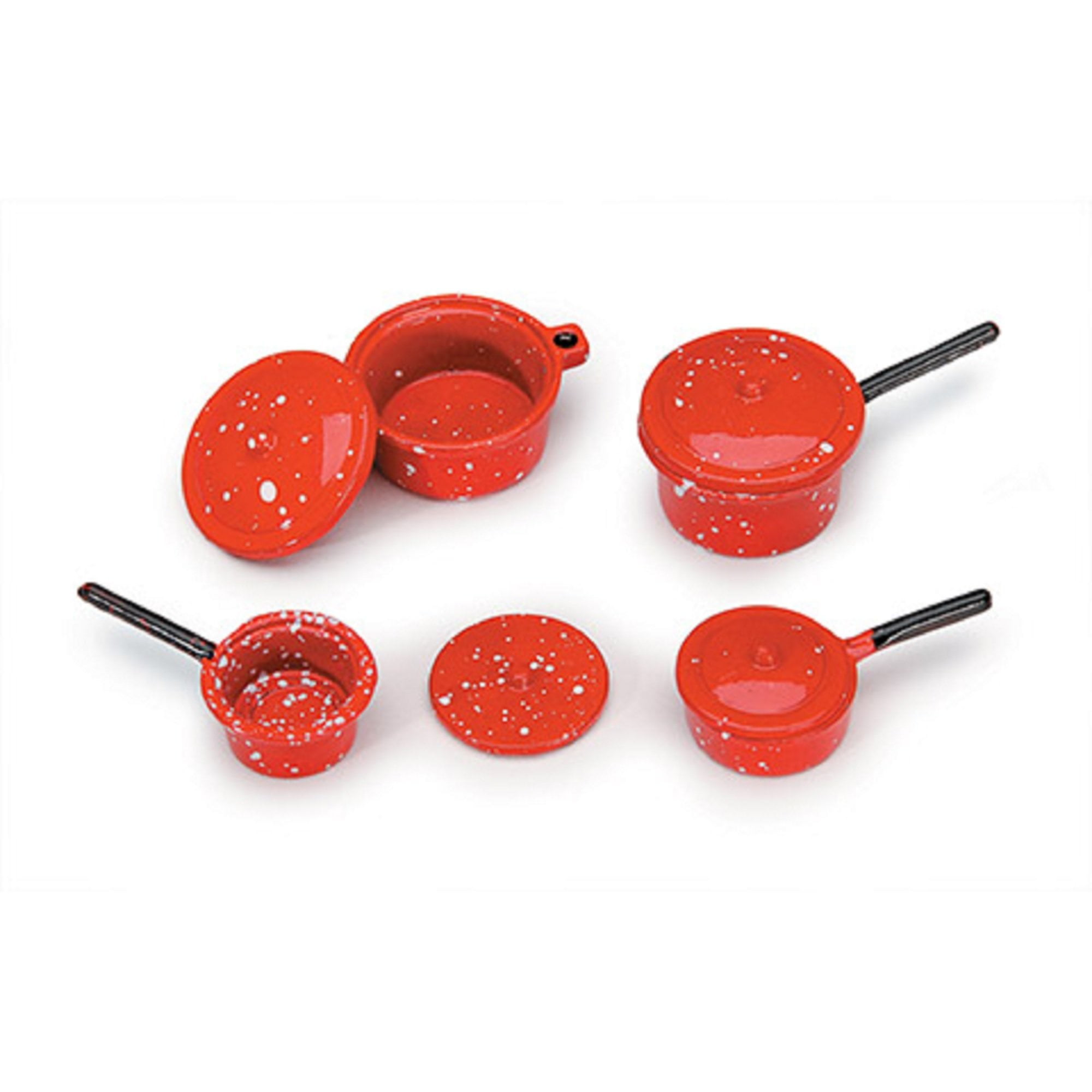 Timeless Minis Miniature Pots and Pans: Red, Assorted Sizes, 8 pack ...