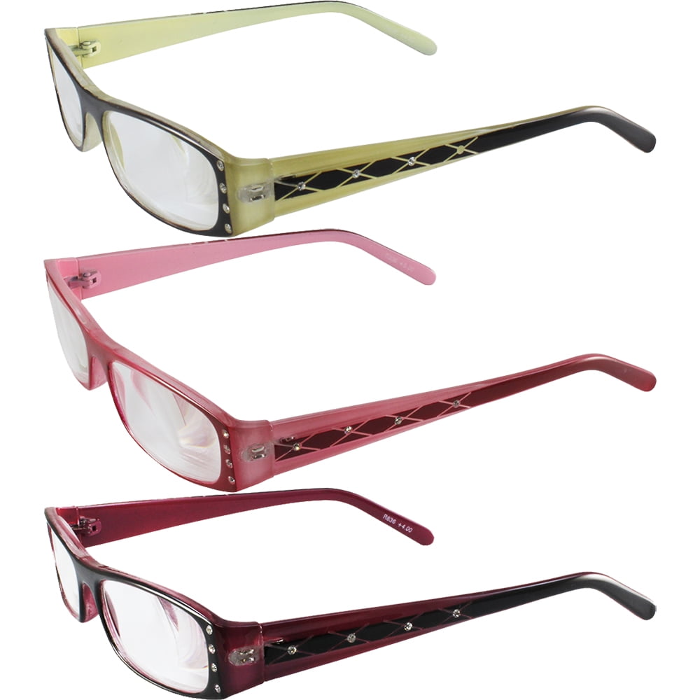 3 Pairs Of Women s High Powered Reading Glasses Beige Pink And Red 3-pairs-of-women-s-high-powered-reading-glasses-beige-pink-and-red