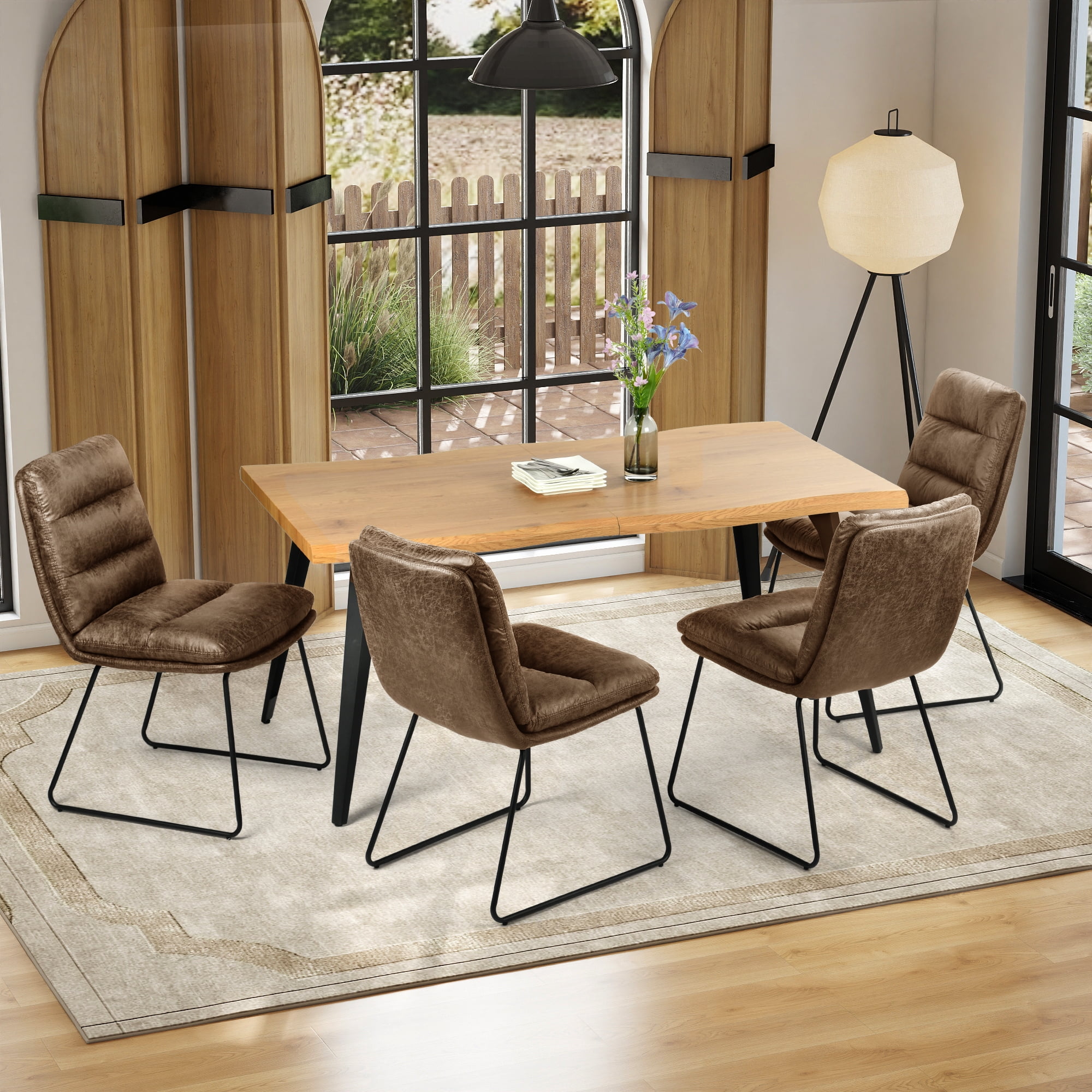 Click here for Homy Casa 63 Inch Industrial Dining Set For 4  Fau... prices