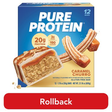 Pure Protein Bars, Chocolate Peanut Caramel, 20g Protein, Gluten Free ...