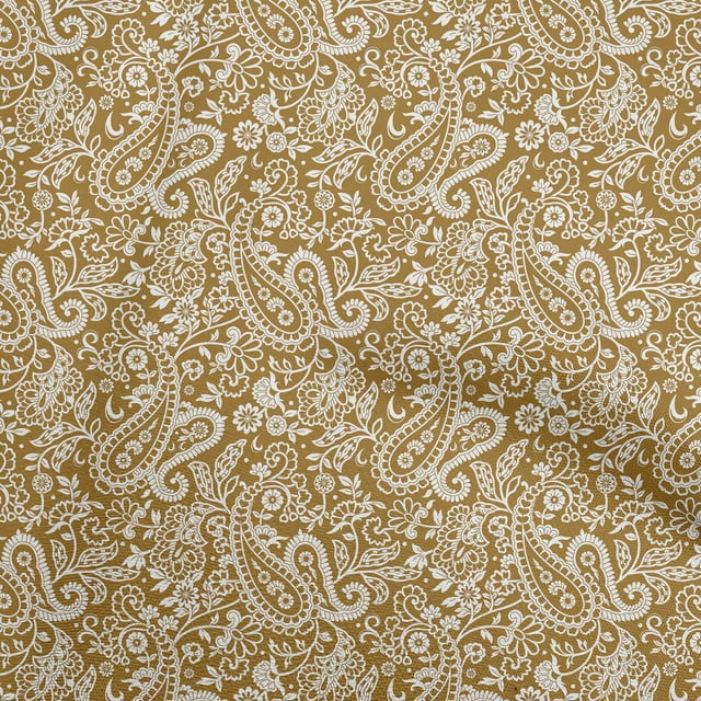 oneOone Viscose Chiffon Dark Mustard Fabric Paisley Sewing Material ...