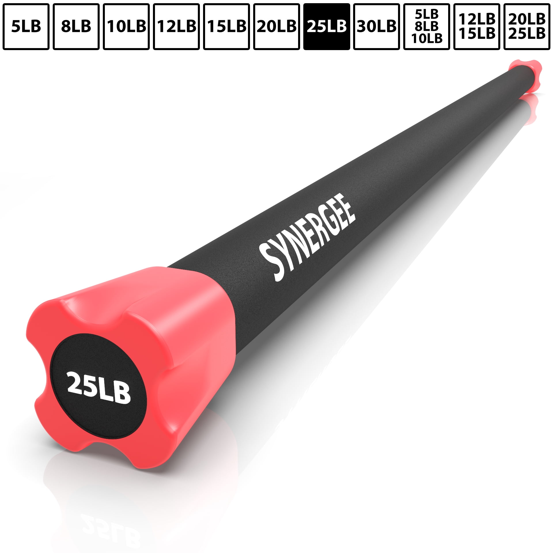 Synergee Workout Bar - 25lb - Padded Weighted Bars – Body Bar Toning ...