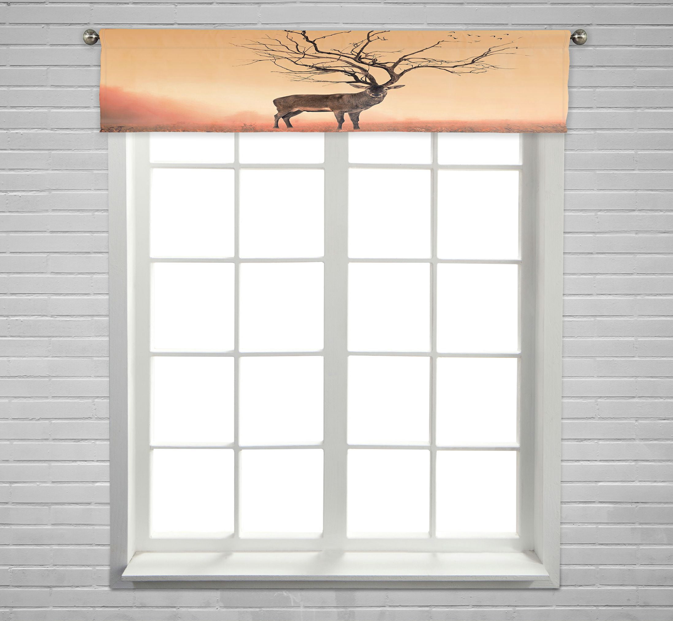 ABPHQTO Conceptual Deer Stag Dry Tree As Red Deer Stag Window Curtain ...