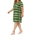 Agnes Orinda Womens Plus Size V Neck Short Sleeve Tie Dye Midi Tunic