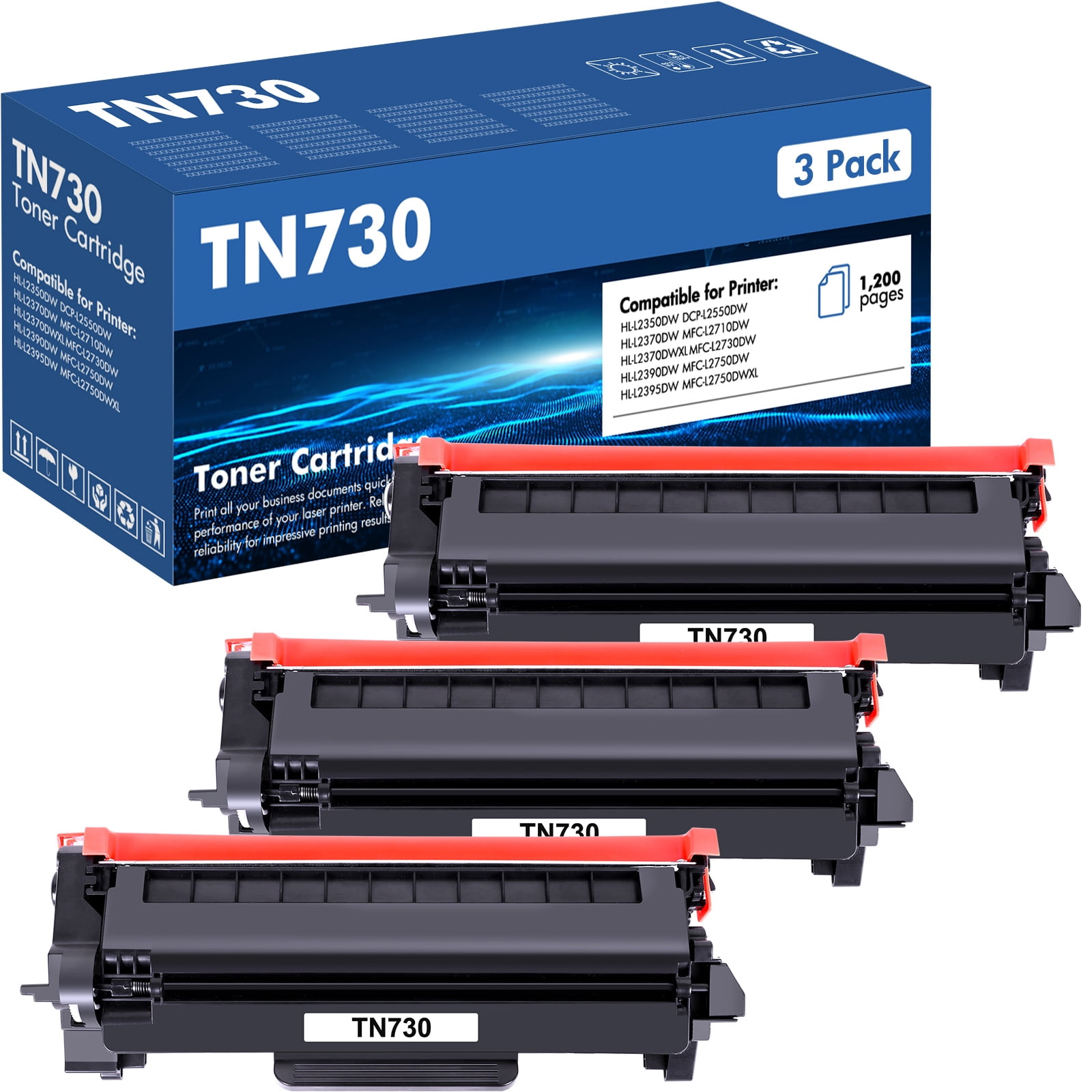TN730 Toner Cartridge Replacement for Brother TN-730 TN760 HL-L2350DW ...