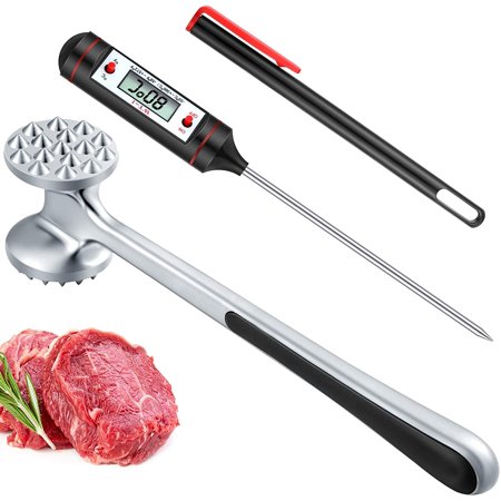Meat Tenderer Tool Stainless Steel Meat Hammer Meat Mallet Rubber ...