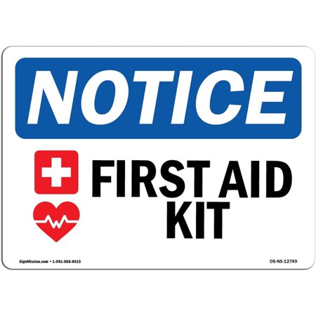OSHA Notice Signs - First Aid Kit Sign with Symbol | Vinyl Label Decal ...