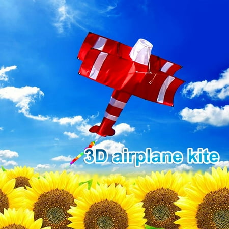 Flmtop Plane Kite 3D Large Plaid Cloth Red Airplane Kite Toy for Gift ...