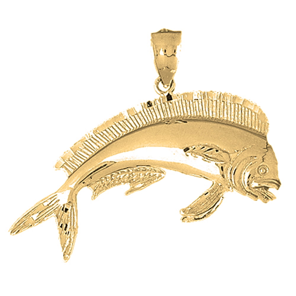 18K Yellow Gold Mahi-mahi Pendant - 44 mm - Walmart.com