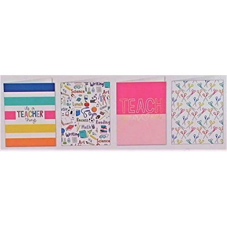 Teacher Themed Fun Multi Color & Multi Design Pocket Folders 4 Pack ...