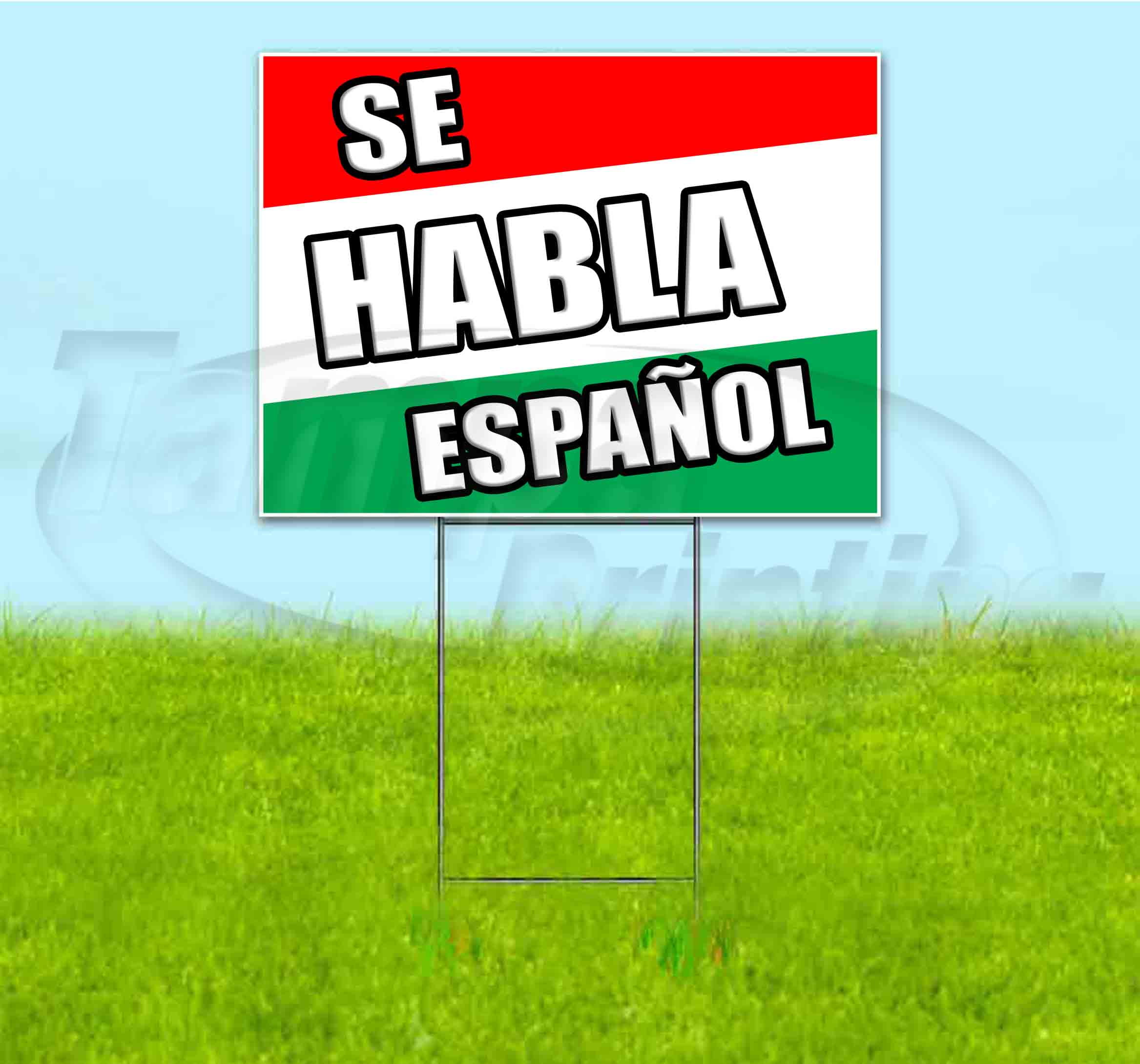 Se Habla Espanol (18" x 24") Yard Sign, Includes Metal Step Stake ...