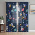 Cartoon Space Sheer Curtains 84 inches Long 2 Panels Set Rockets ...