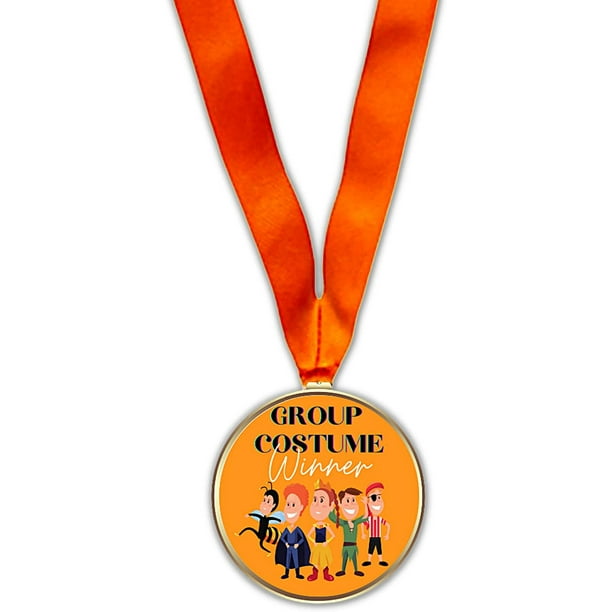 Best Group Costume Halloween Award Ribbon, Orange Fabric and Gold Tone ...