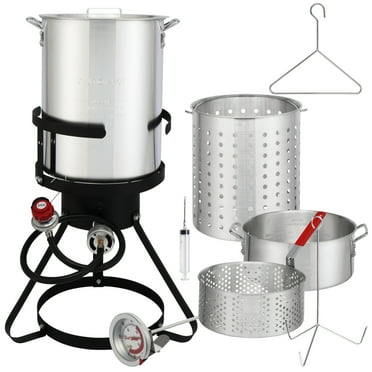 30 QT Turkey Fryer Cooker Set and 10 QT Kit, 50,000 BTU Aluminum Turkey ...
