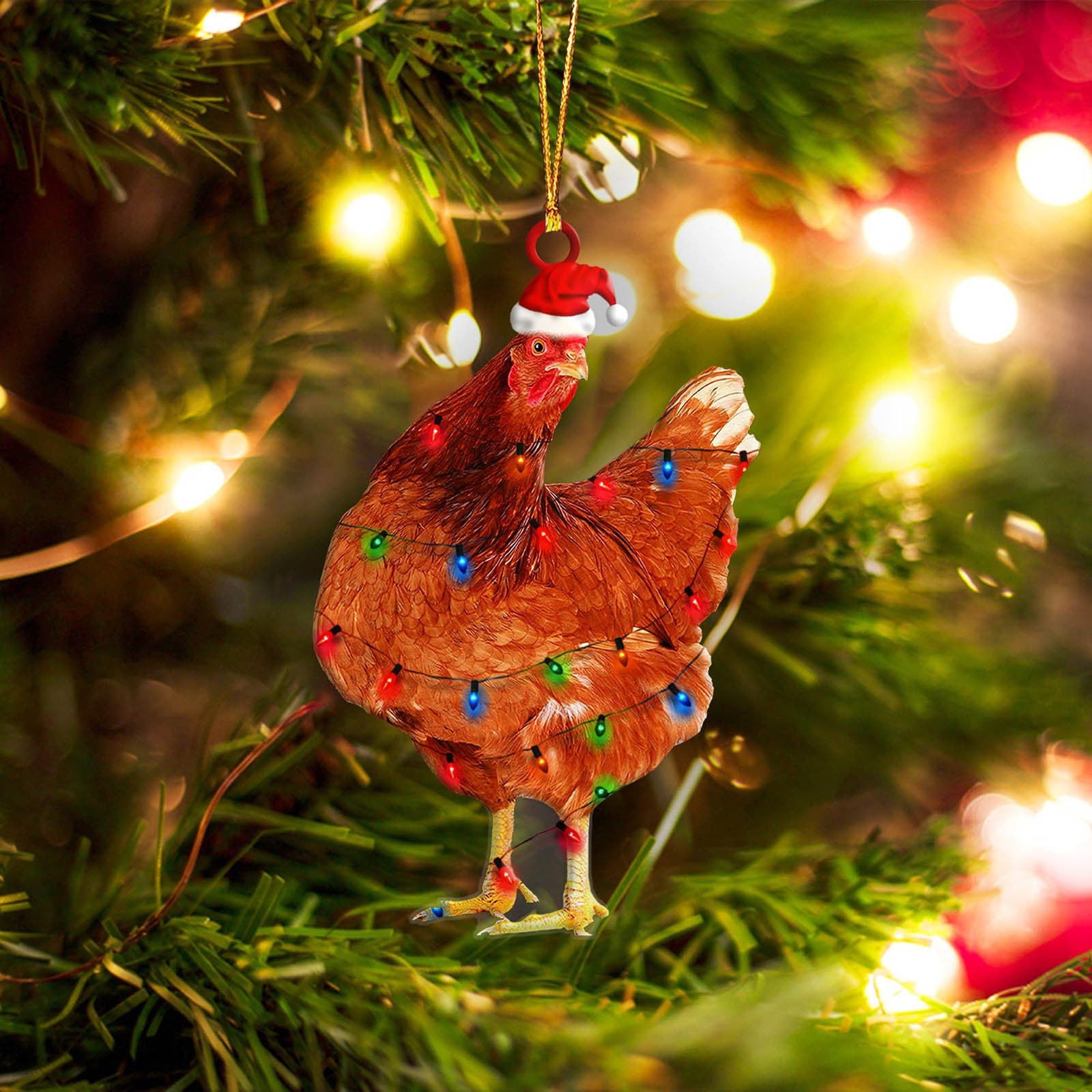 Pendiente de gallina de Navidad, acrílica, rooster plano, adorno de ...