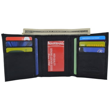 Genuine Leather Trifold Wallets For Men - Mens Wallet With 2 Flip-Up ID ...