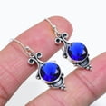 Blue Sapphire 925 Sterling Silver Earring 1.60", Round Gemstone, Blue ...