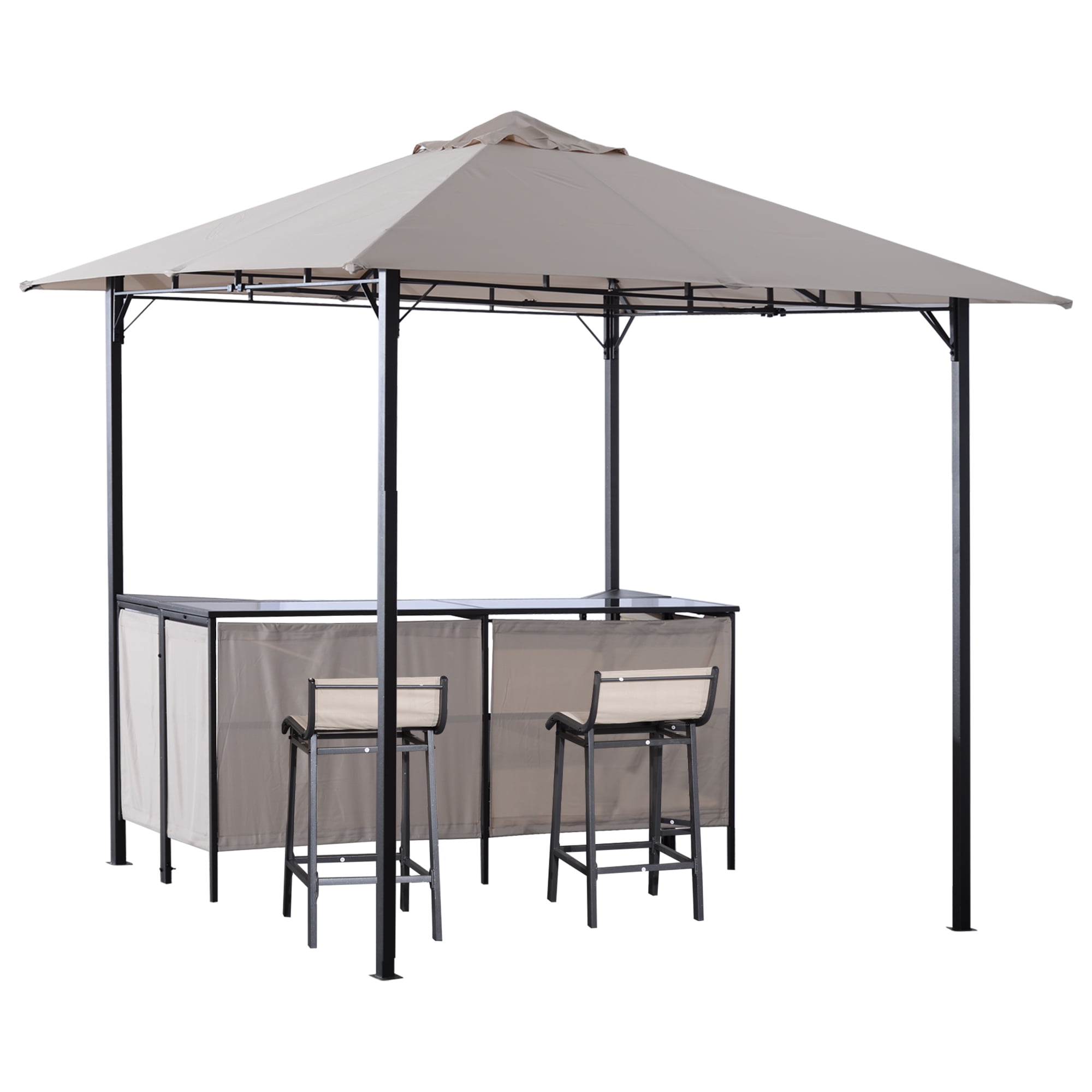 Outsunny Outdoor Bar Table Set Cloth Canopy & 2 Chairs Patio Backyard ...