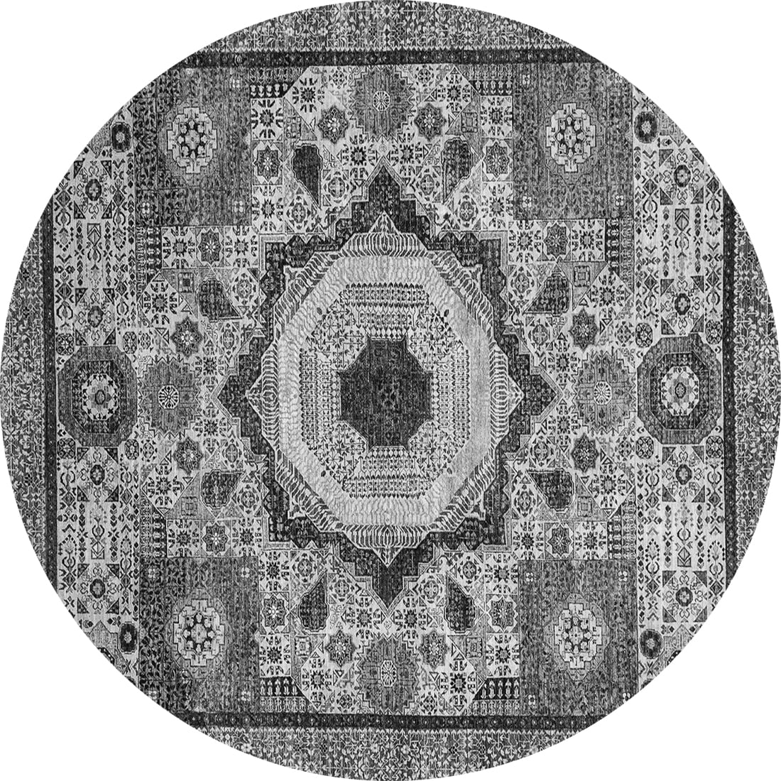 Ahgly Company Indoor Round Abstract Gray Modern Area Rugs, 6' Round ...