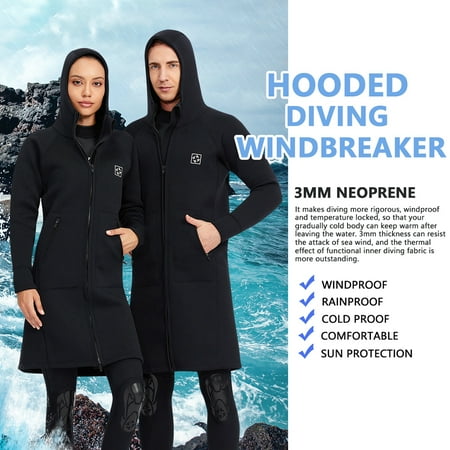 DIVE SAIL 3MM Wetsuit Jacket Windbreaker iving Coat with Front Double ...