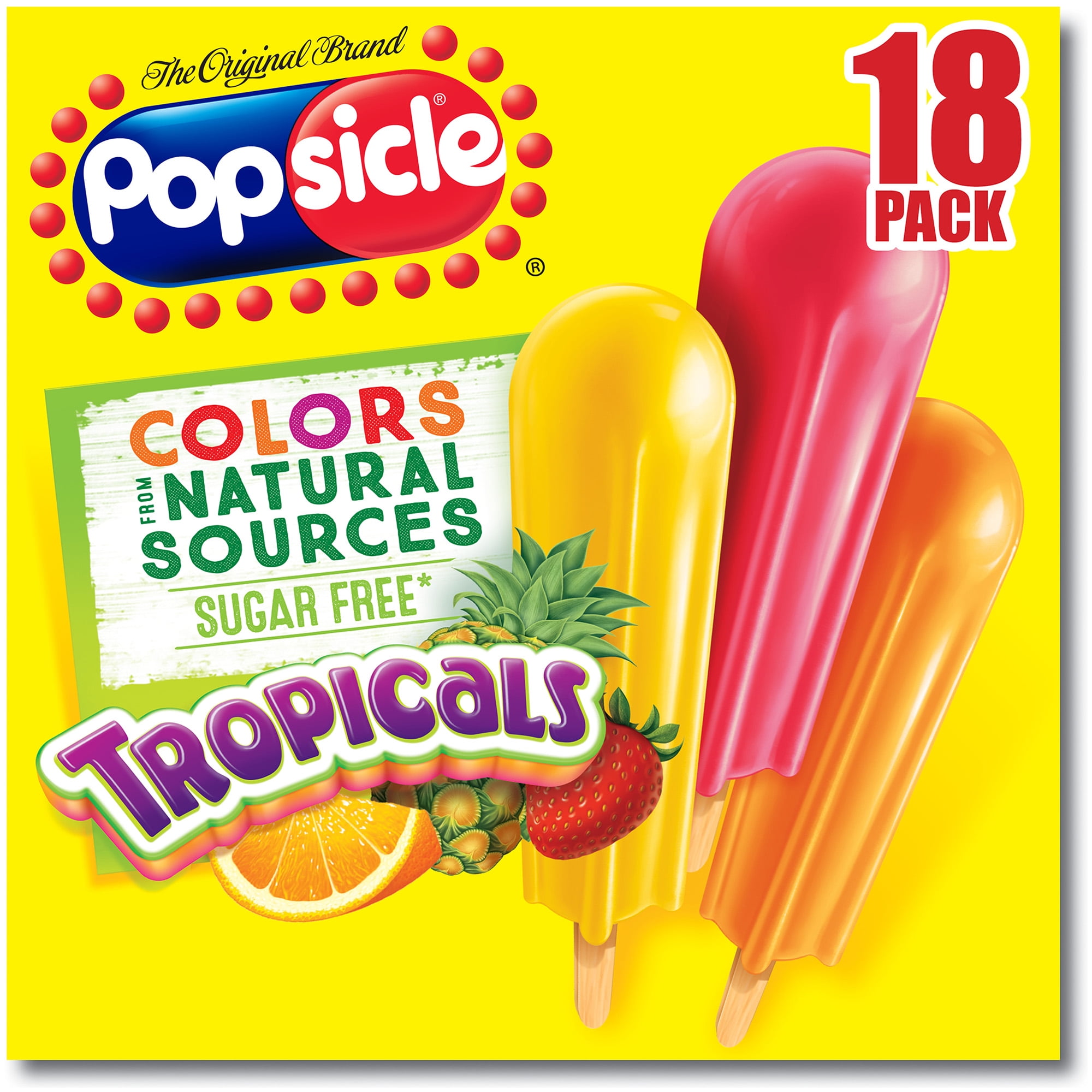 Popsicle Ice Pops Tropicals 29.7 oz, 18 Count - Walmart.com - Walmart.com