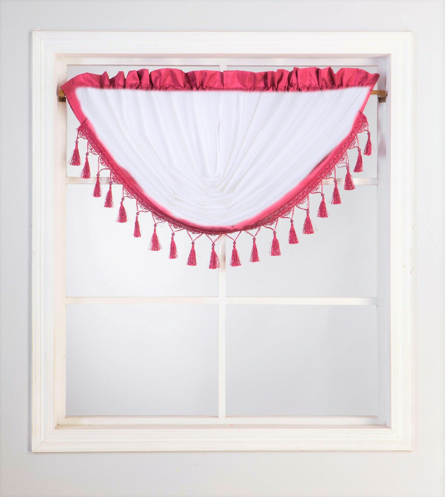 (V16) HOT PINK 1PC Elegant Straight Sheer Rod Pocket Swag Waterfall ...