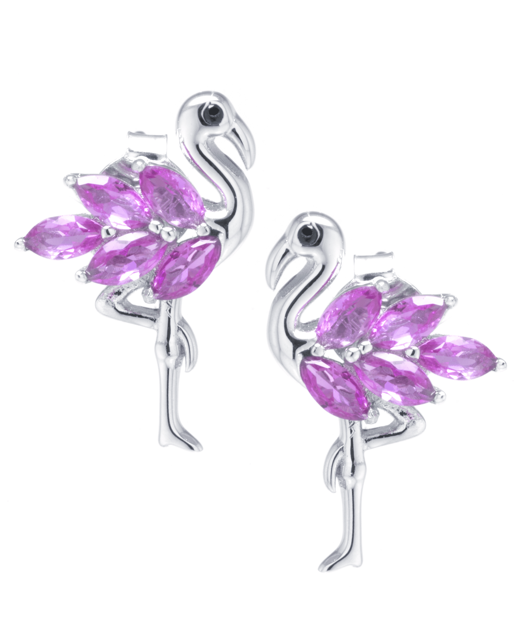 Marisol & Poppy CZ Flamingo Studs in Sterling Silver for Women, Teen ...